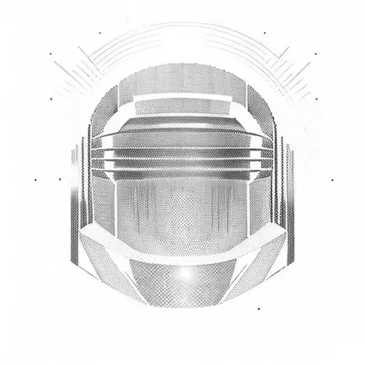Geometric "Daft Punk Helmets, Barcode, Sounwave,..." Tattoo - BlackInk AI