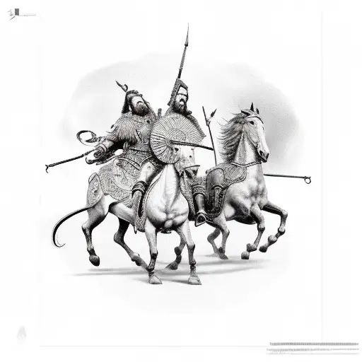 Realism "Scythian Anglo Saxon Art With Chariots..." Tattoo - BlackInk AI