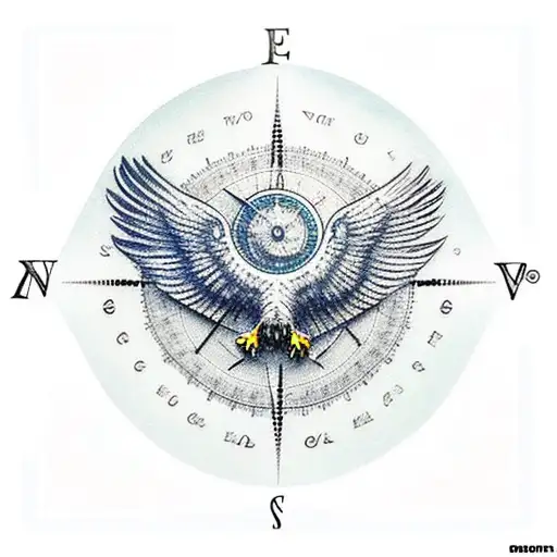 Realism "Eagle With Compass" Tattoo - BlackInk AI