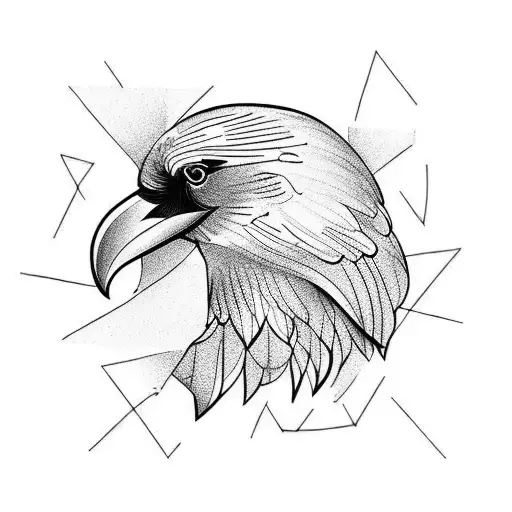Geometric "Crow" Tattoo Idea - BlackInk AI