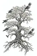 Poison Tree With Roots And Birds Temporary Tattoo - BlackInk AI