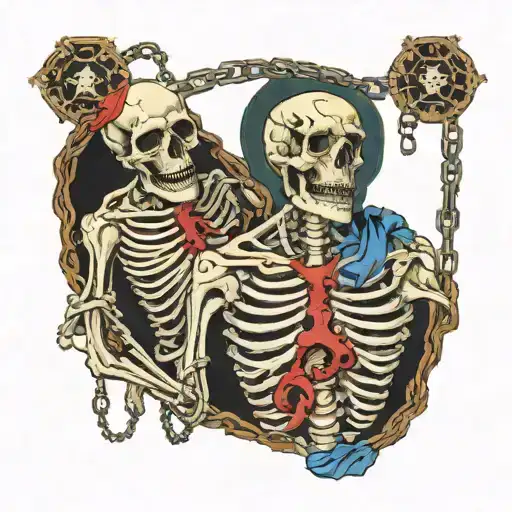 Chained Skeletons In Dante's Hell Temporary Tattoo - BlackInk AI