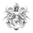 Succubus - Pin Up - Nude - Devil Temporary Tattoo - BlackInk AI