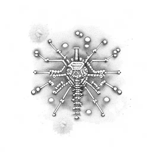 Blackwork "Microbiology, Virus, Bacteriophage" Tattoo - BlackInk AI
