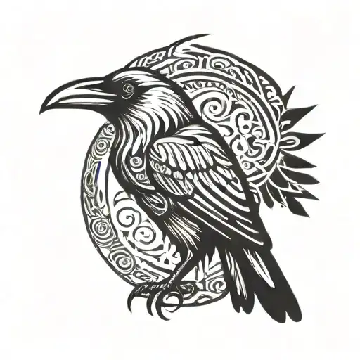 Tribal Raven Norse Mythology For Side Of Head Tattoo Blackink Ai