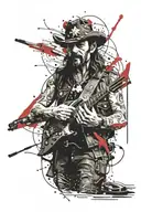 Trash Polka "Lemmy From Motorhead With A Gun" Tattoo - BlackInk AI