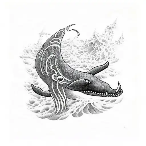 Eldritch Whale Temporary Tattoo - BlackInk AI