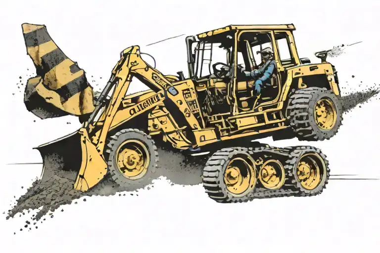An Image Of An Open Cab Bulldozer... Temporary Tattoo - BlackInk AI