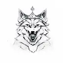 Werewolf Wearing A Crown Holding Sword Temporary Tattoo - BlackInk AI