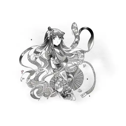 Japanese Anime Girl Bikini Tattoo Idea Blackink Ai