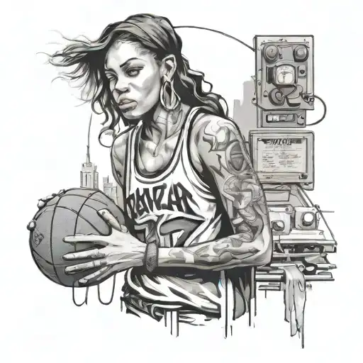 Realism "90S Rnb Gangster Girl Posing In..." Tattoo - BlackInk AI