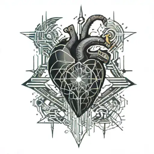 Cyber Sigilism "Heart" Tattoo - BlackInk AI