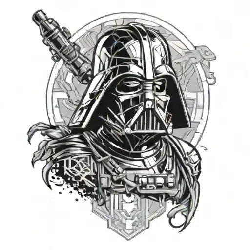 Blackwork "Starwars Back Tattoo Design" Tattoo - BlackInk AI