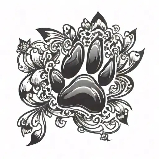 Dog Paw Print Temporary Tattoo - BlackInk AI
