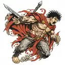 Japanese "Guts Of Berserk In Rage Mode" Tattoo - BlackInk AI
