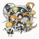 Anime "Anime Characters Coming Out Of The..." Tattoo - BlackInk AI