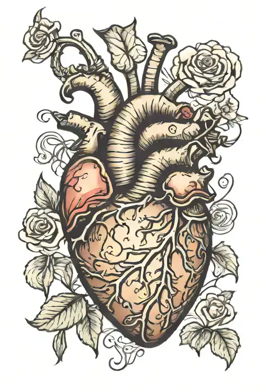 Anatomically Correct Heart Temporary Tattoo - BlackInk AI