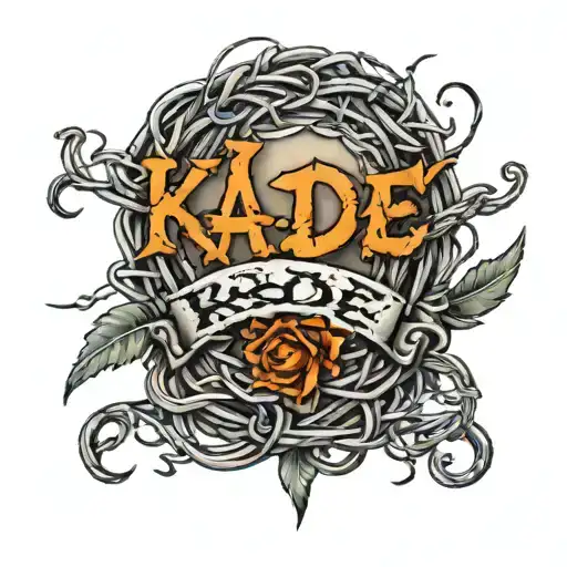 Neo-Traditional "Barbed Wire Line With The Name Kade In..." Tattoo Idea ...