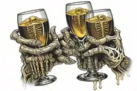 Neo-Traditional "Skeleton Hands Cheers Champagne Glasses" Tattoo ...