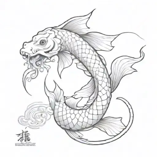 A Japanese Koi Fish Transforming Into A... Temporary Tattoo - BlackInk AI A Japanese Koi Fish Transforming Into A... Temporary Tattoo - BlackInk AI