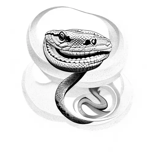 Dotwork "Snake With Body Made Of Tire Marks" Tattoo - BlackInk AI
