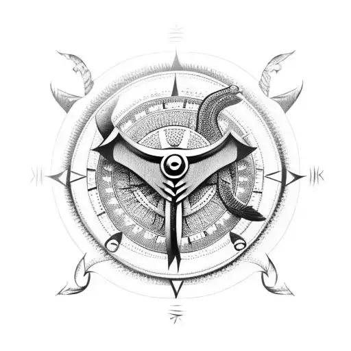 Odin, Viking Compass, 2 Ravens Temporary Tattoo - BlackInk AI