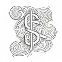 Sketch "Bold Money Sign" Tattoo - BlackInk AI