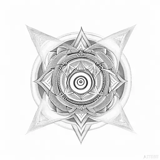 Blackwork "Merging A Sudarshan Chakra, Trident,..." Tattoo Idea ...