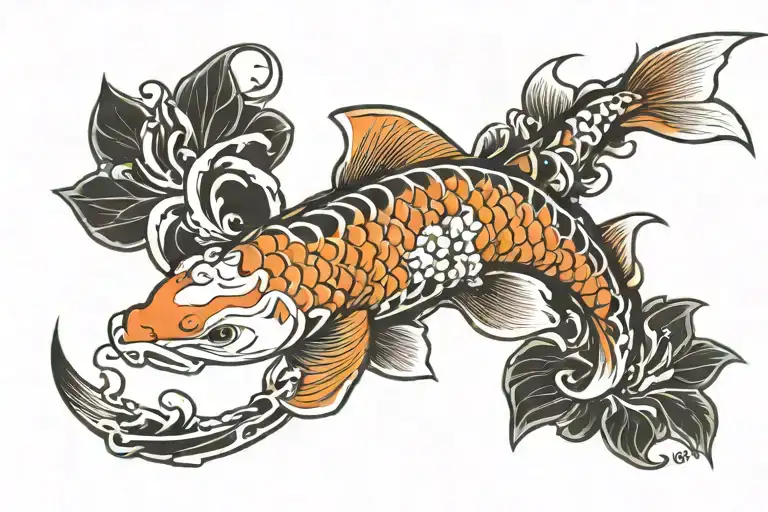 Neo-Traditional "8 Koi Fish Leg Band Tattoo" Tattoo - BlackInk AI