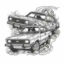 Blackwork "Opel Kadett" Tattoo - BlackInk AI