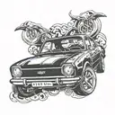 Blackwork "Opel Kadett" Tattoo - BlackInk AI