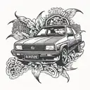 Blackwork "Opel Kadett" Tattoo - BlackInk AI