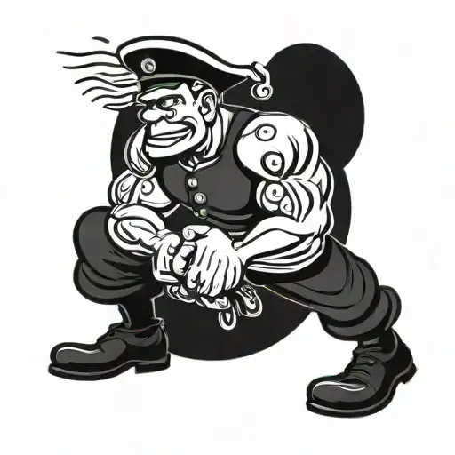 Popeye Wearing Marine Corps Uniform Temporary Tattoo - BlackInk AI