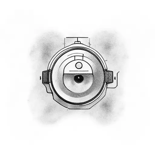 Black and Grey "Mine Camera With Shadow" Tattoo - BlackInk AI