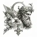 Zeus And Cross Full Sleeve Tattoo Design Temporary Tattoo - BlackInk AI