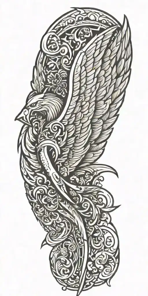 Neo-Traditional "Angles With Wings" Tattoo - BlackInk AI