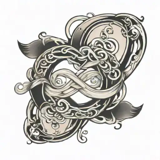 Neo-Traditional "Infinity Loop With Heart And 2 Names..." Tattoo ...