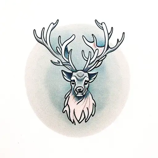 Traditional "Stag Rearing On Hind Legs" Tattoo - BlackInk AI