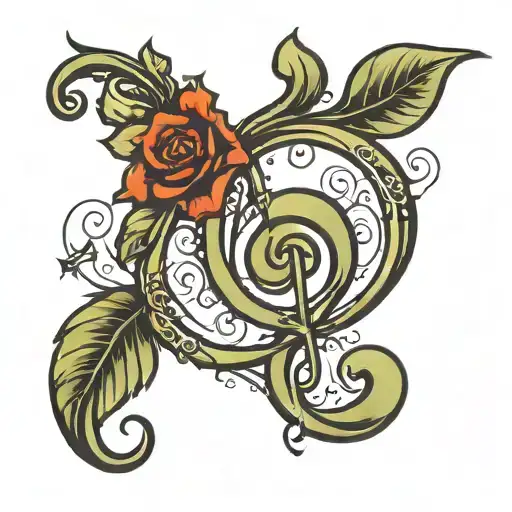 Vine Treble Clef Symbol Temporary Tattoo - BlackInk AI