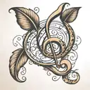 Neo-Traditional "Vine Treble Clef Symbol" Tattoo - BlackInk AI