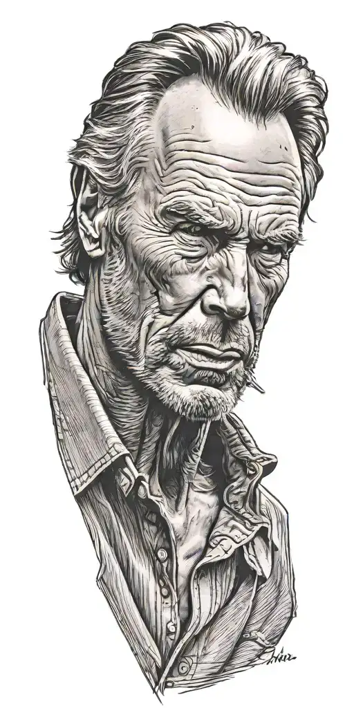 Black and Grey "Clint Eastwood" Tattoo - BlackInk AI