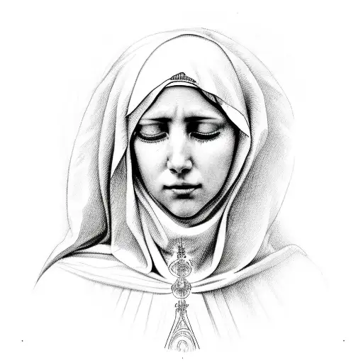 Virgin Mary Crying Temporary Tattoo - BlackInk AI