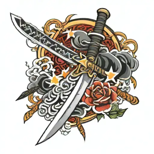 Katana Sword Temporary Tattoo - BlackInk AI