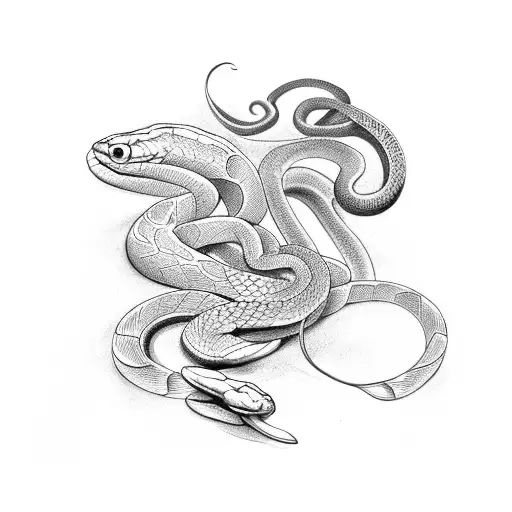 Dotwork "Snake With Daffodils Inside It" Tattoo Idea - BlackInk AI