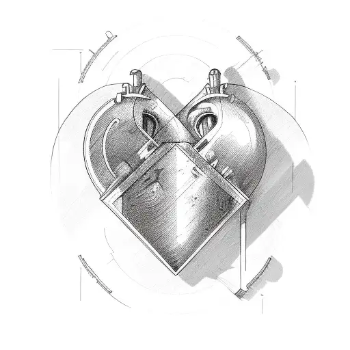 Sketch "Heart Pulling In Half" Tattoo - BlackInk AI