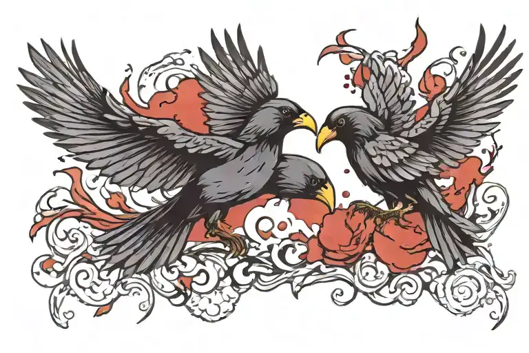 Neo Traditional Crow Tattoo Valkyrie, Lady Head, Neo Traditional