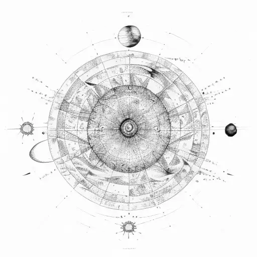Dotwork "A Witchy Celestial Map With Planets And..." Tattoo - BlackInk AI
