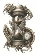 Realism "An Intricate Hourglass Held In A Pair..." Tattoo - BlackInk AI