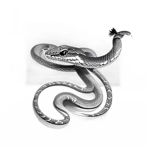Sketch "Snake And Crow" Tattoo Idea - BlackInk AI