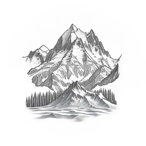 Realism "Mont Blanc Skyline" Tattoo Idea - BlackInk